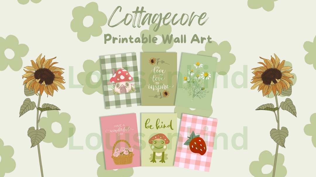 Beautiful Cottagecore Printable Wall Art Set Incl. 6 Different Designs ...