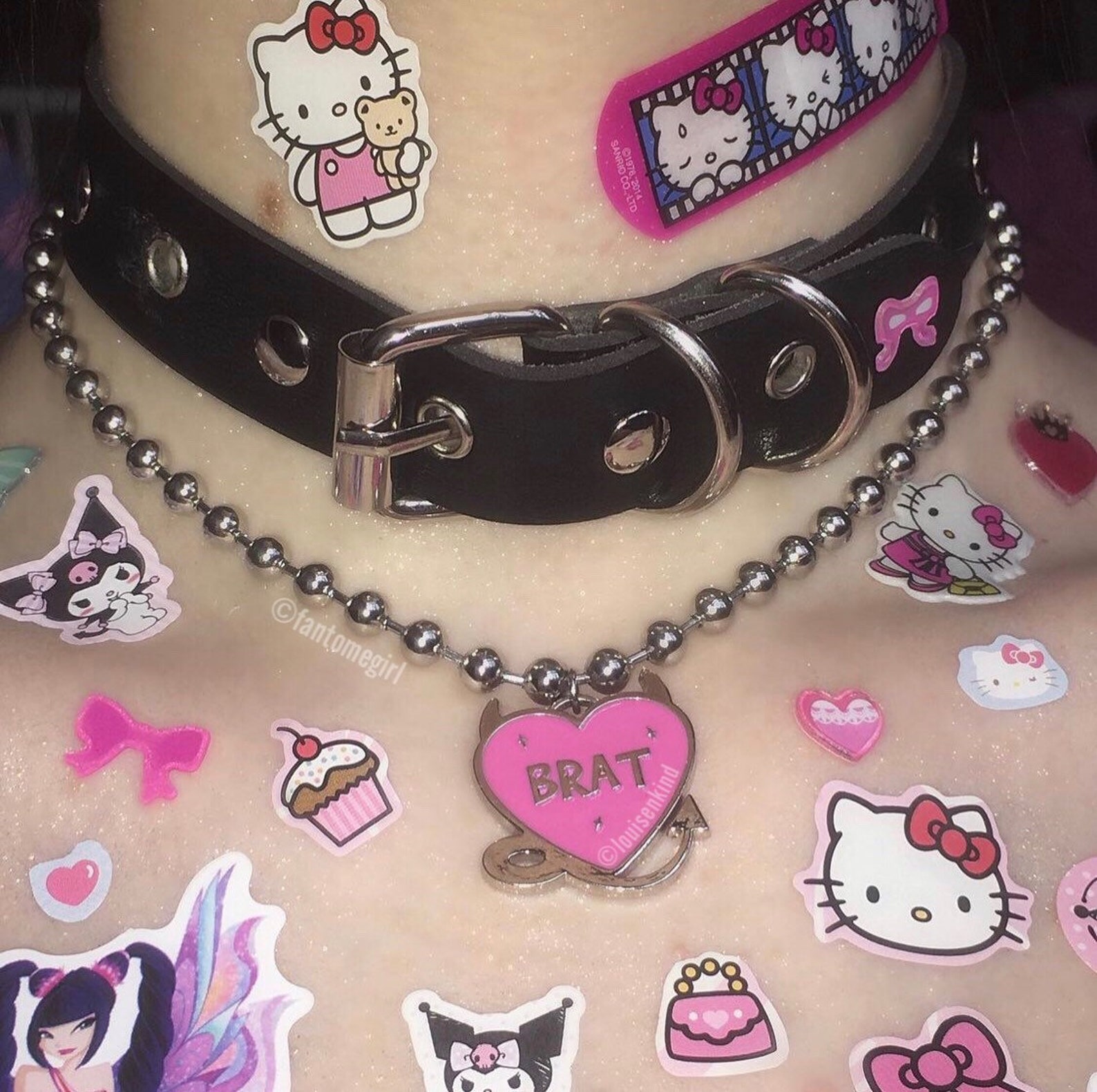 Y2K Brat Heart Devil Horn Ball Chain Necklace - Etsy