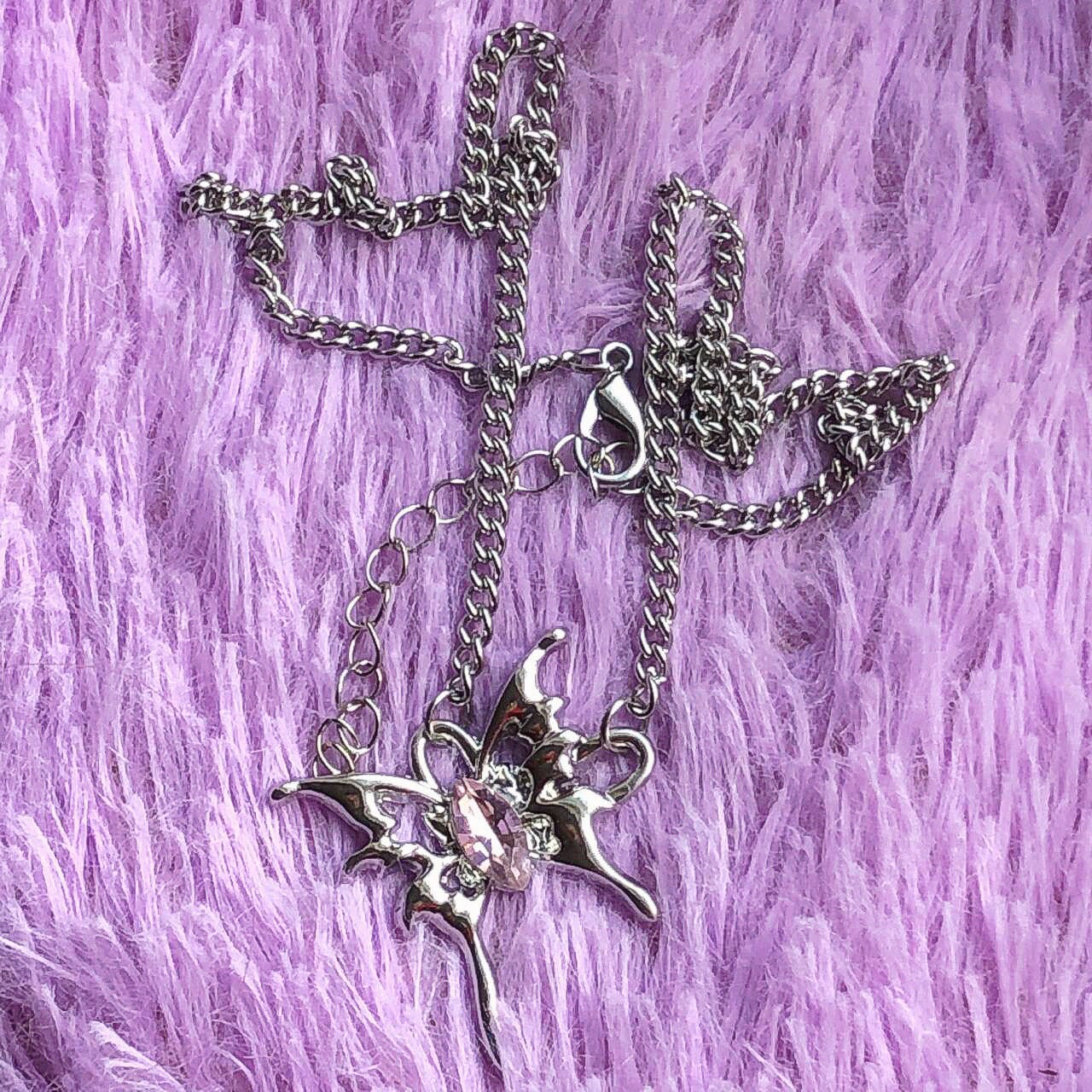 Y2K Curbed Aespa Core Butterfly Necklace - Etsy