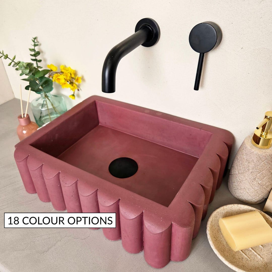 RIVA Concrete Basin – Scalloped Edge, Wall & Surface Mounted, Handmade ...