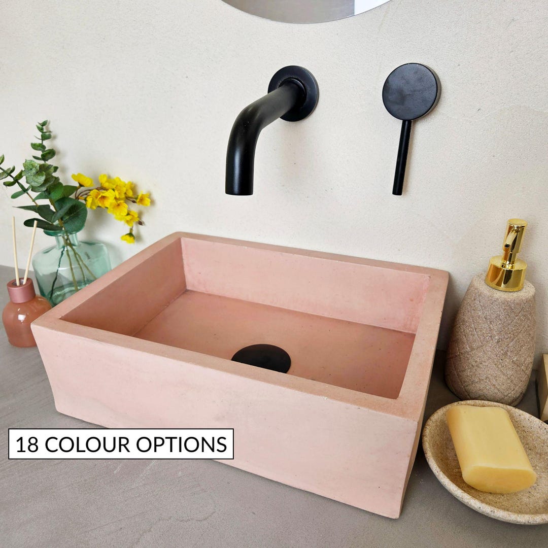 MINI Bathroom Concrete Basin, Small Rectangular Sink (35x25cm ...
