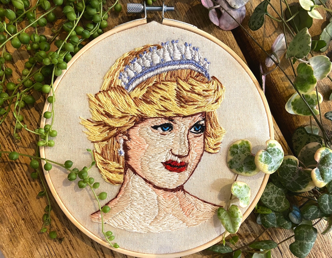 Princess Diana Embroidery | Painting of Princess | Hand Stitched 15.7 ...