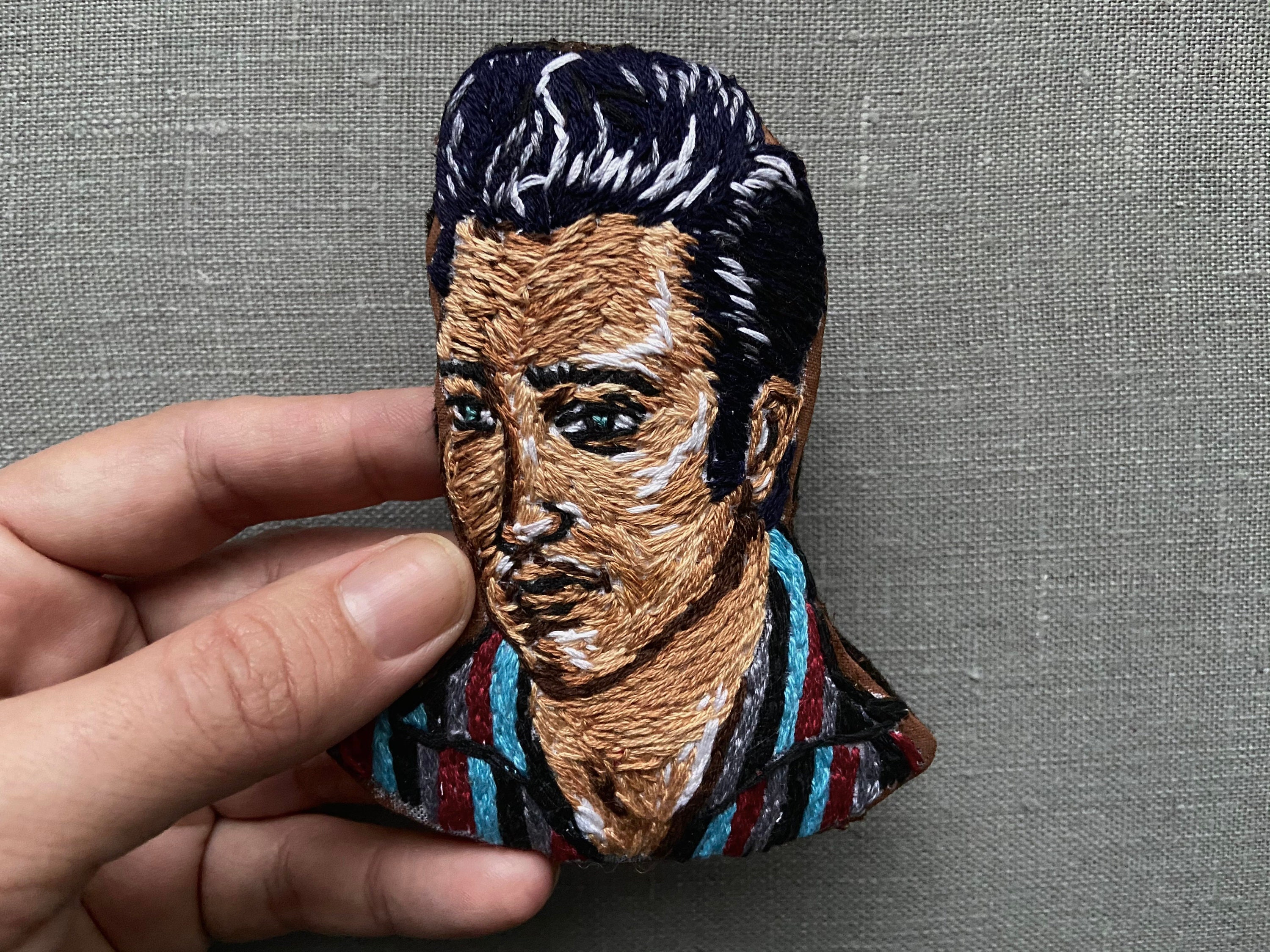 Embroidery Brooch Painting |elvis Presley Modern Hand Embroidery Design ...