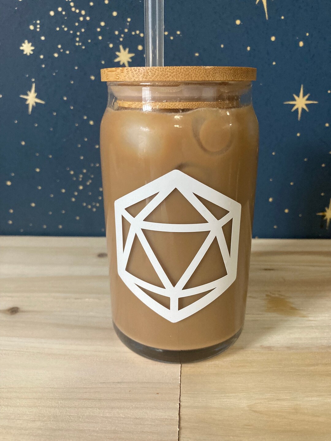 D20 Glass Tumbler, D&D Glass Lid and Straw, Dungeons and Dragons Iced ...