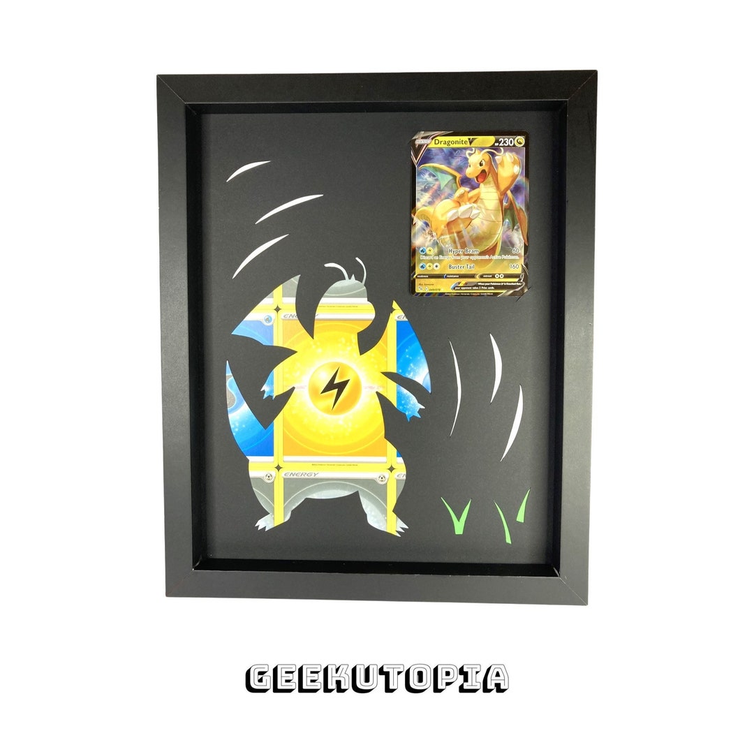 Dragonite V Card, Frame With Genuine Pokémon Cards, V Card, Gift, Geeky ...