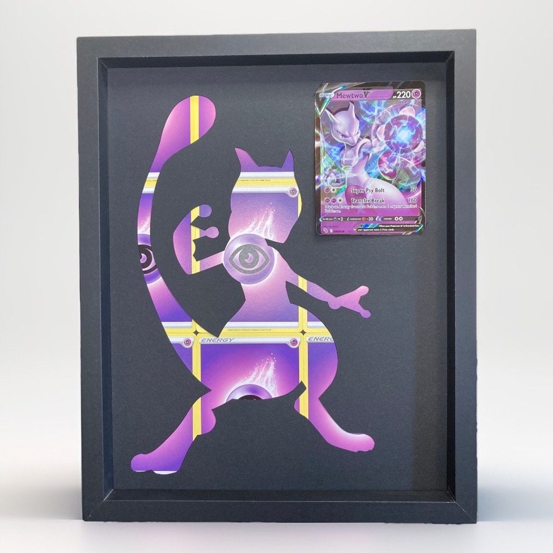 Mewtwo V Pokemon Card Frame With Genuine Pokémon Card, Gift, Geeky ...