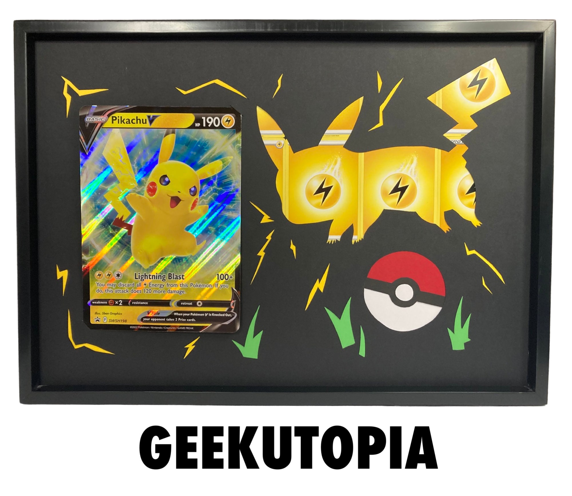 Pikachu Jumbo Card, A3 Frame With Genuine Pokémon Cards, Pokémon, Gift ...