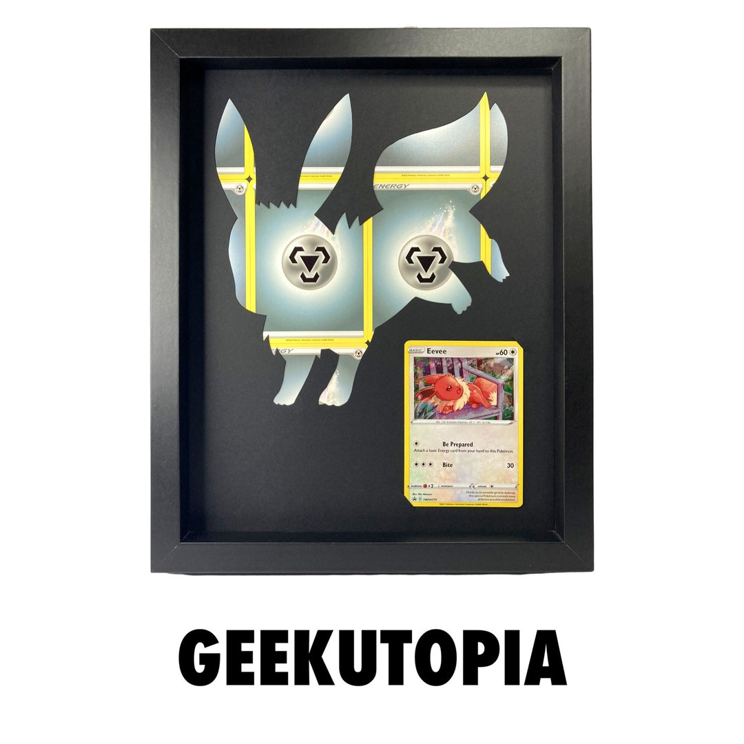 Eevee, Grey, Frame With Genuine Pokémon Cards, Holo Card, Gift, Geeky ...