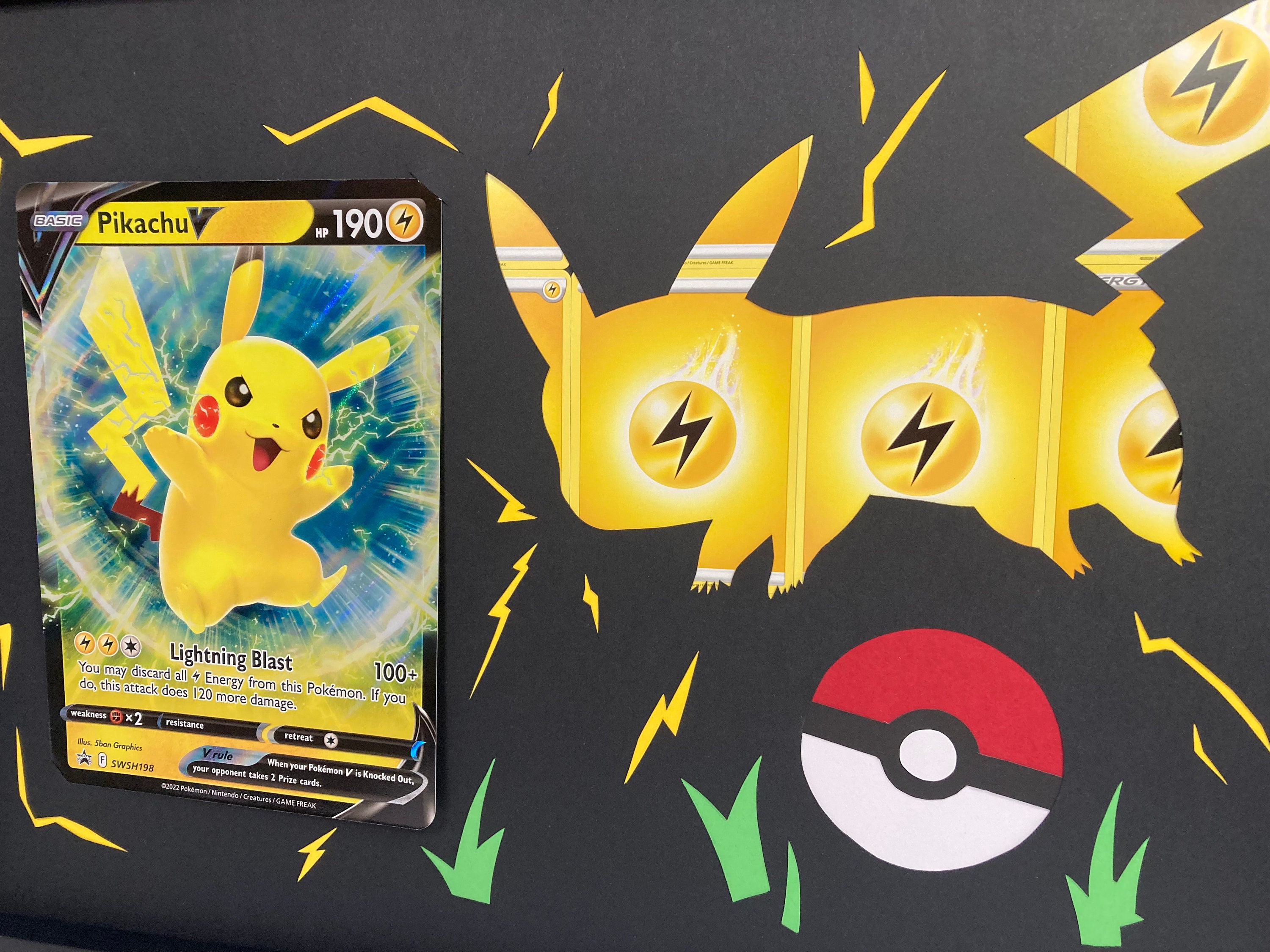 Pikachu Jumbo Card, A3 Frame With Genuine Pokémon Cards, Pokémon, Gift ...