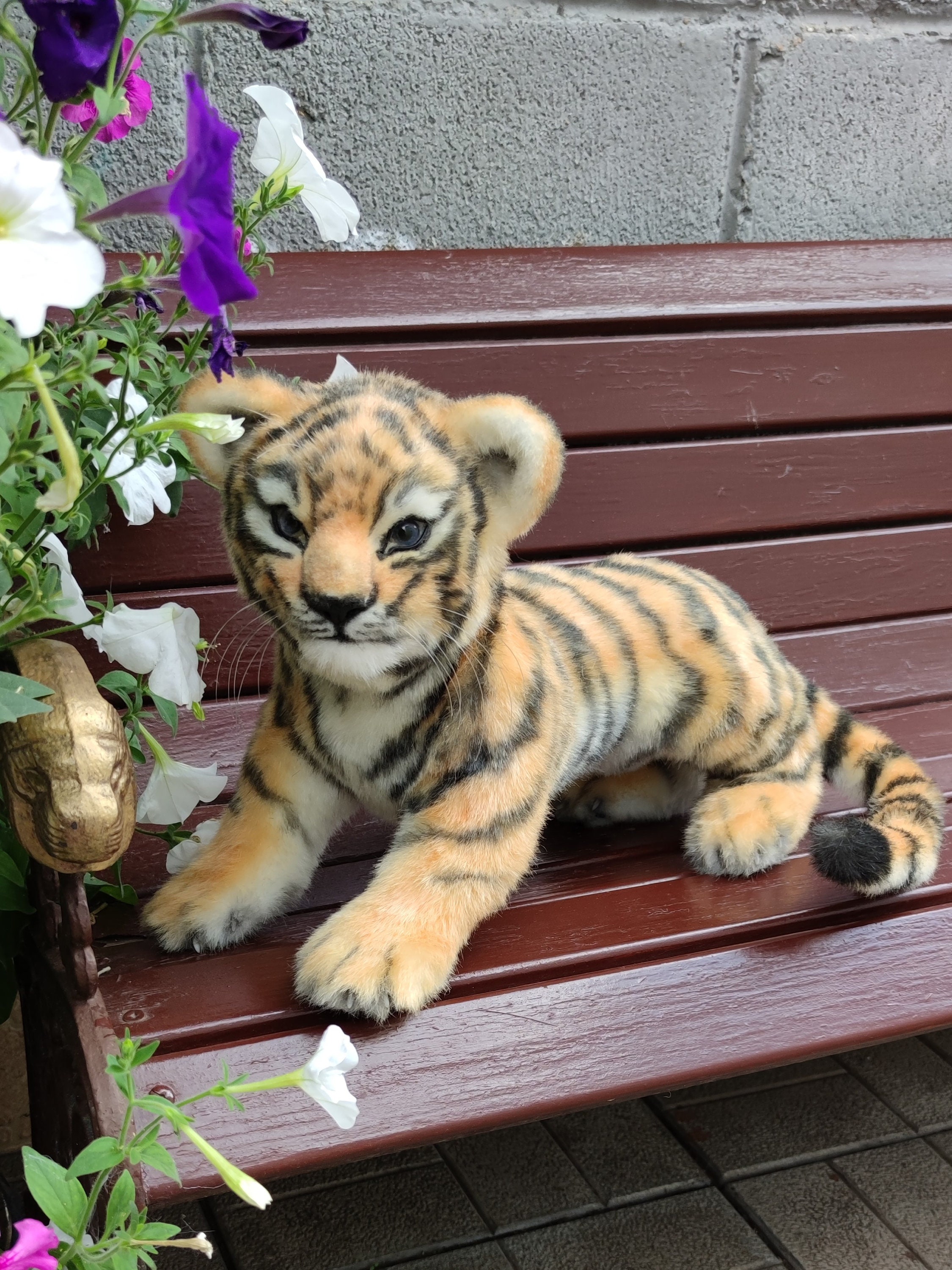 Tiger Cub is a lifelike life-size sculpture of a tiger. Plush | Etsy