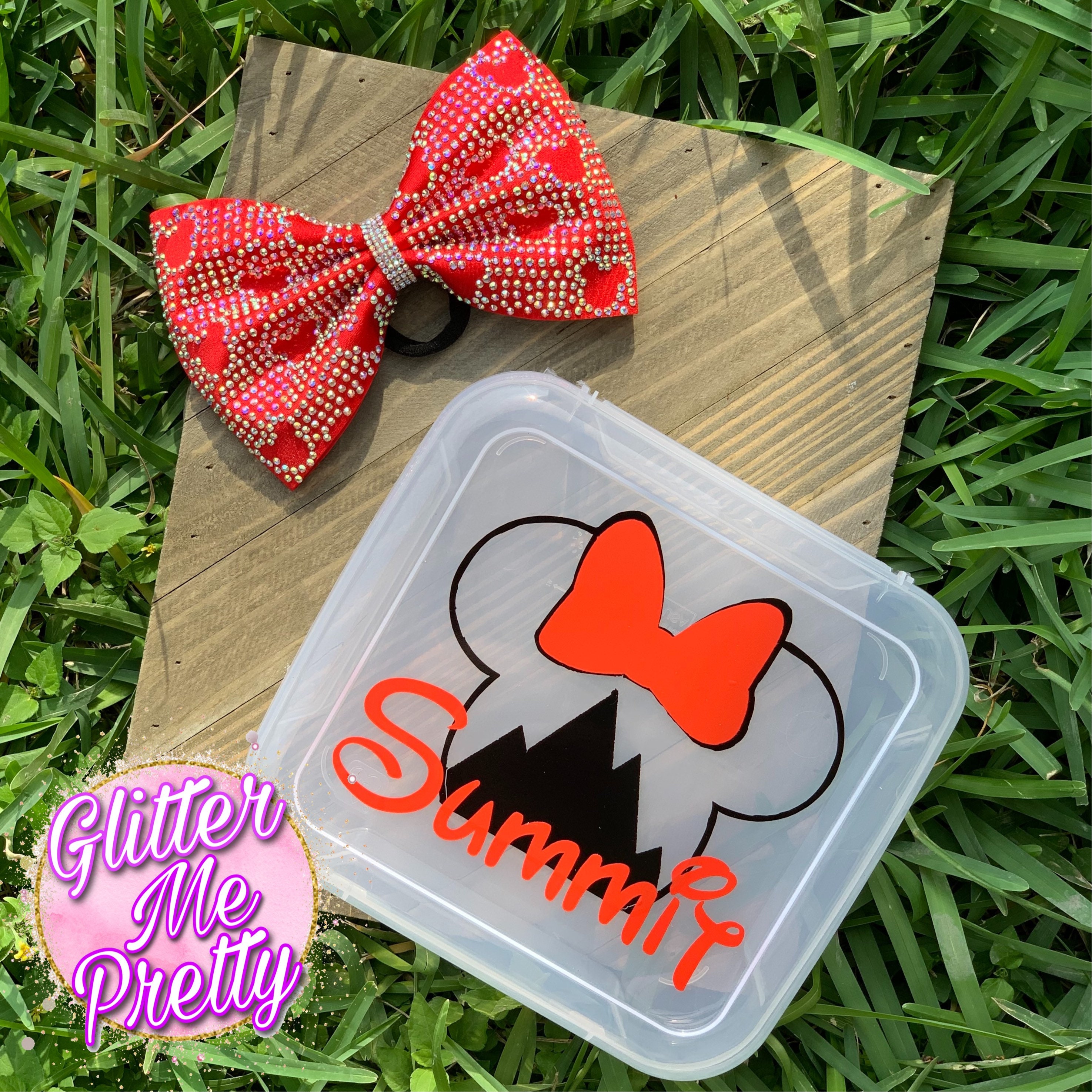 Cheer Bows Disney Summit Gift Set Bow Box Bling Red Bow Rhinestone ...