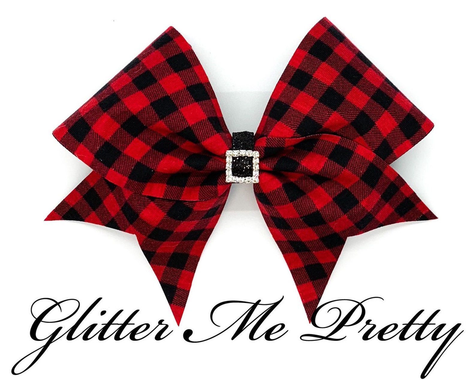 Christmas Cheer Bow Red, Black, White Plaid Holiday Cheer Bow Santa ...