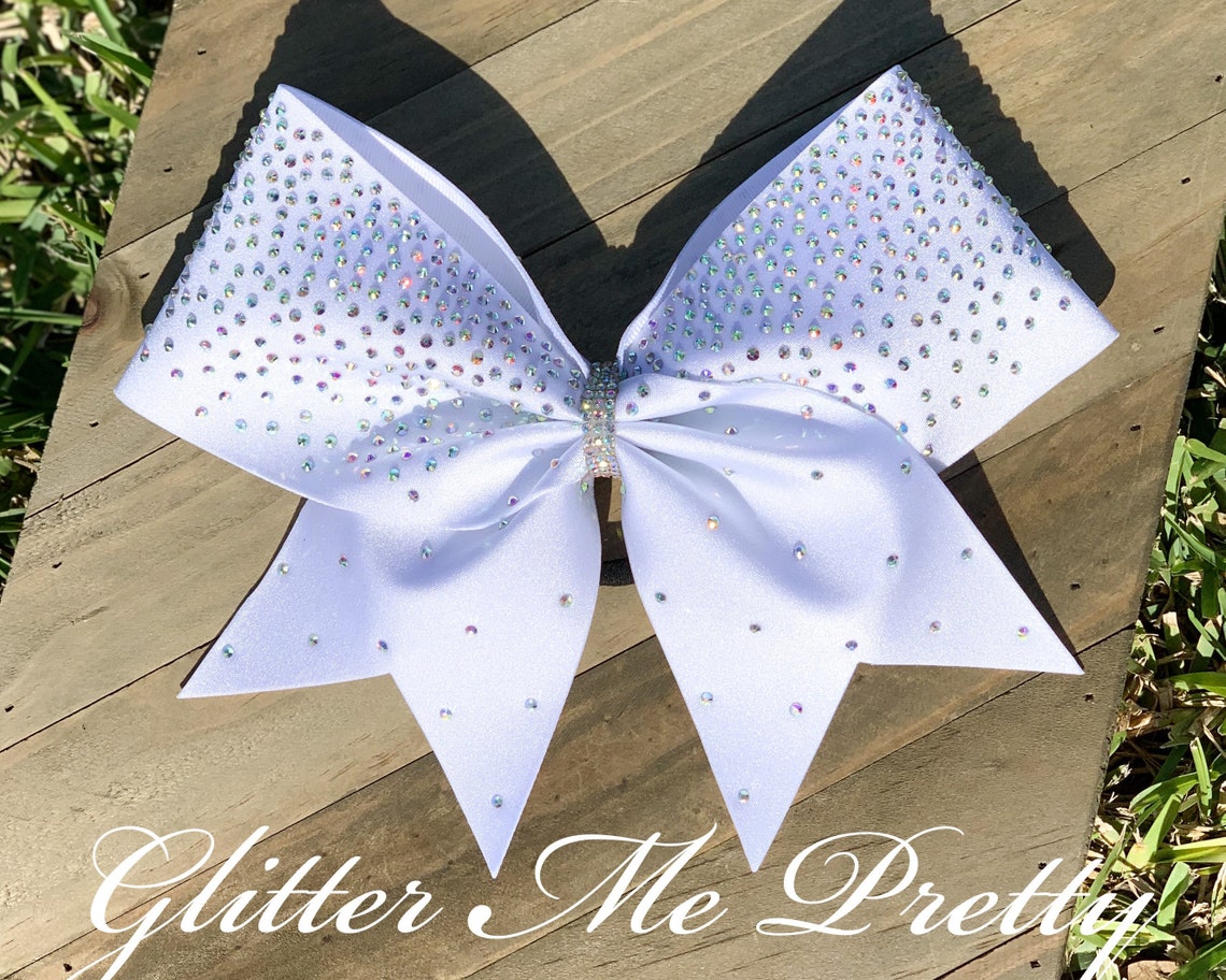 Cheer Bow Team White Rhinestone Cheer Bow Big Bling All Star | Etsy