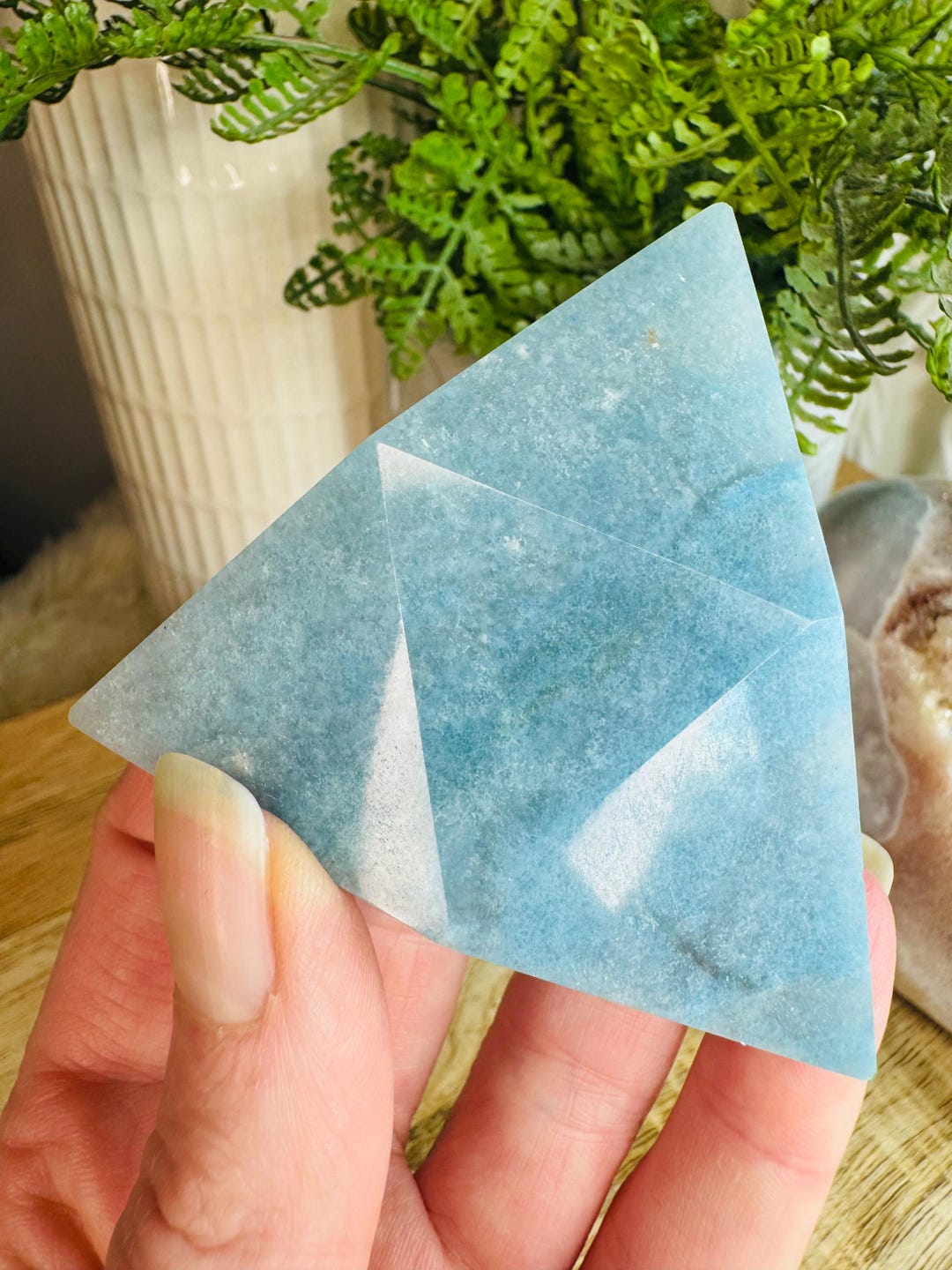 Trollite Triangle Crystal: Brazilian Carved Stone, Third Eye Chakra - Etsy