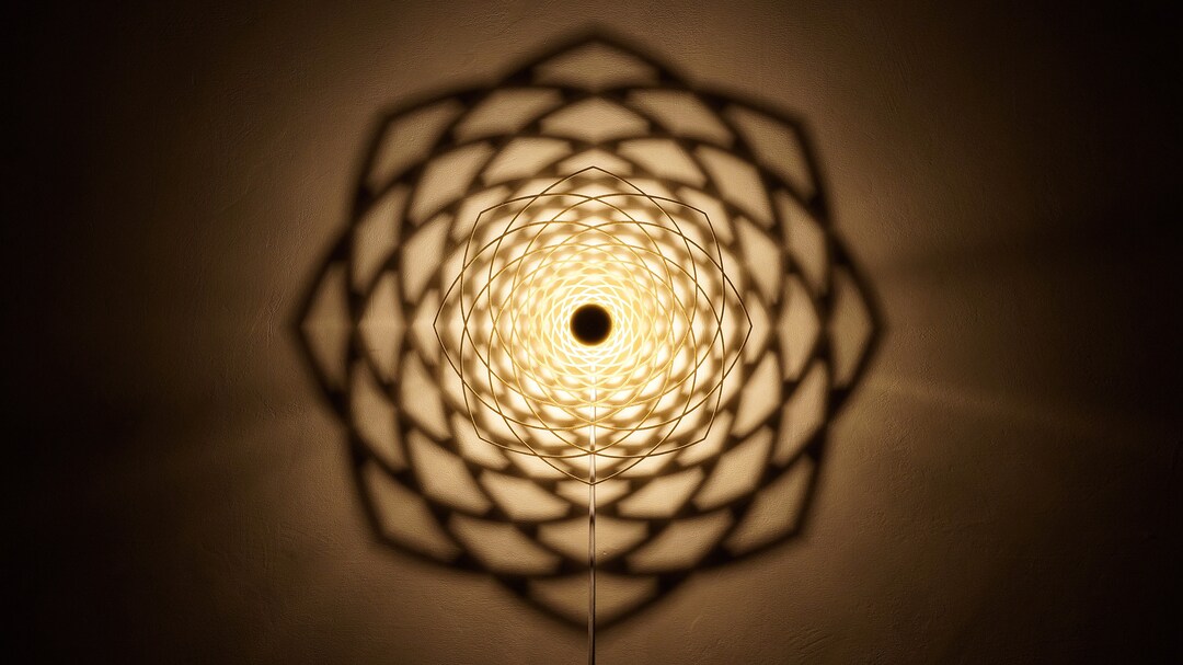 Wall Lamp Shadow Image Fibonacci Flower - Wooden Lampshade - Shadow ...