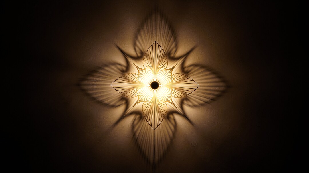 LED Wall Lamp OP Art 2 Wooden Lampshade Shadow Light Shadow Image ...