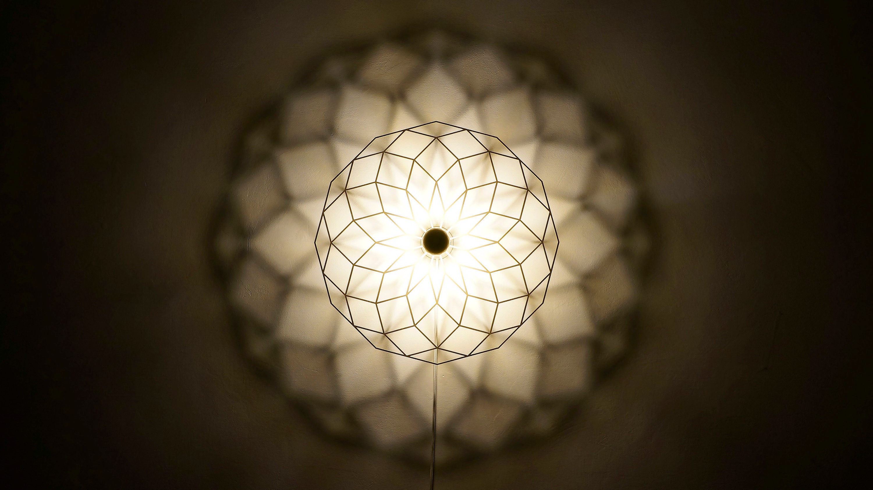 LED Wall Light Sacred Geometry Torus Vortex - Wooden Lampshade ...