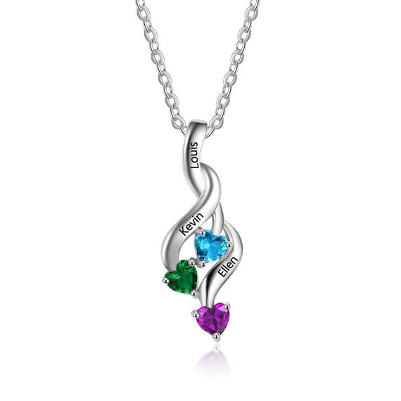 3 birthstone necklace sterling silver store