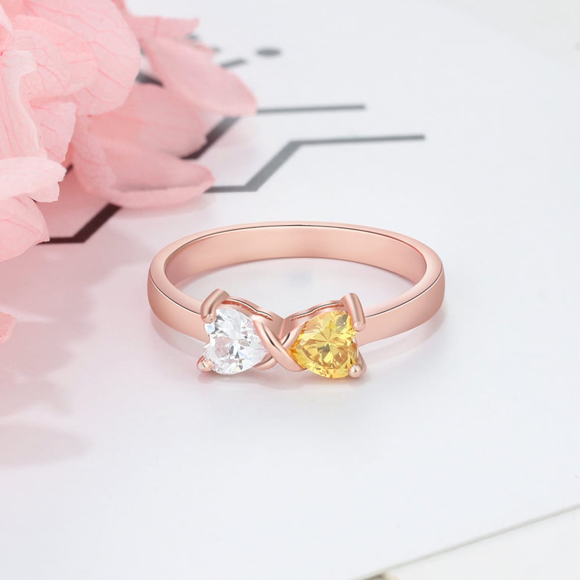 Promise Ring for Her Rose Gold Ring With Custom Names and | Etsy