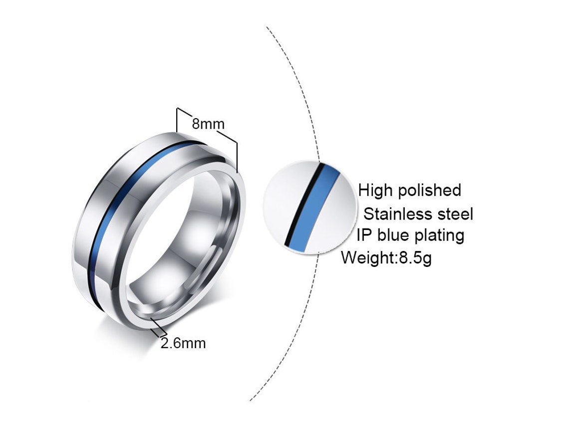 Custom Engraved Ring for Men With Blue Inlay Design Mens - Etsy