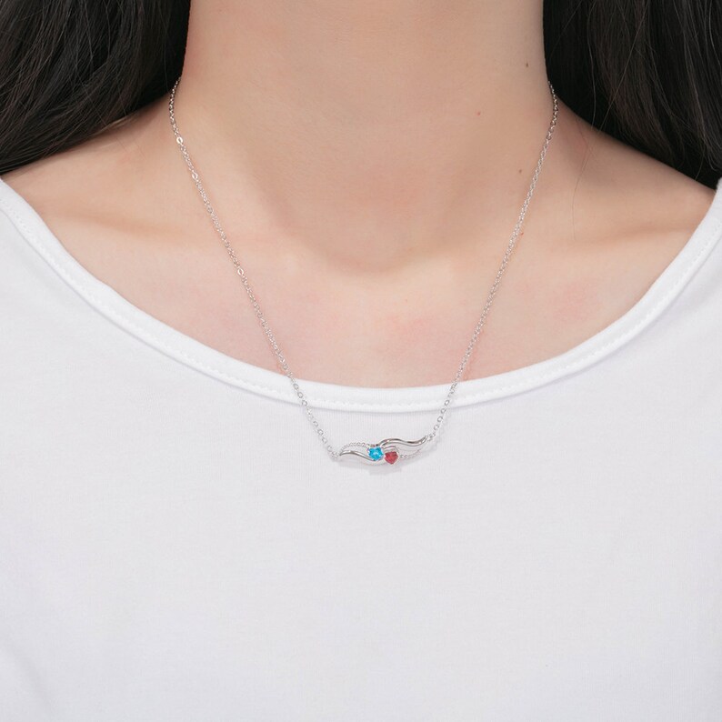 Personalized Necklace With 2 Birthstones and 2 Names Forever | Etsy