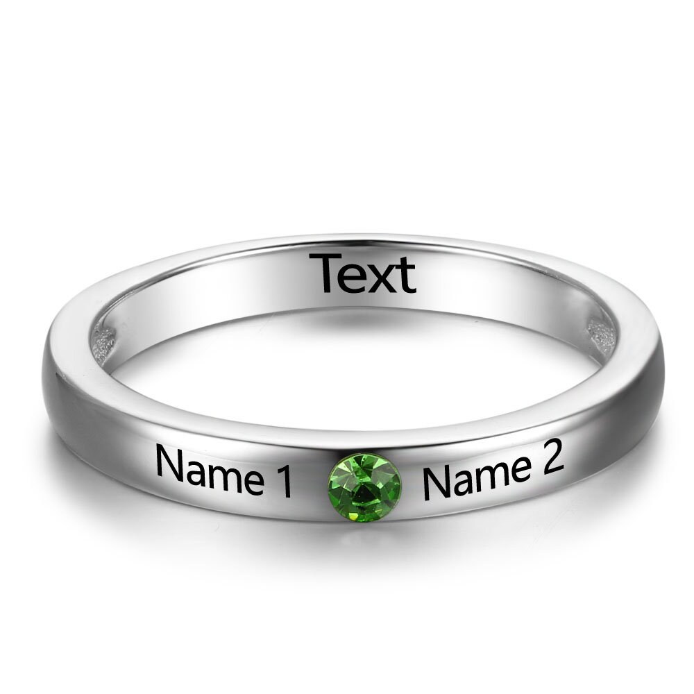 Personalized Birthstone Ring With Custom Engraved 2 Names 1 - Etsy UK