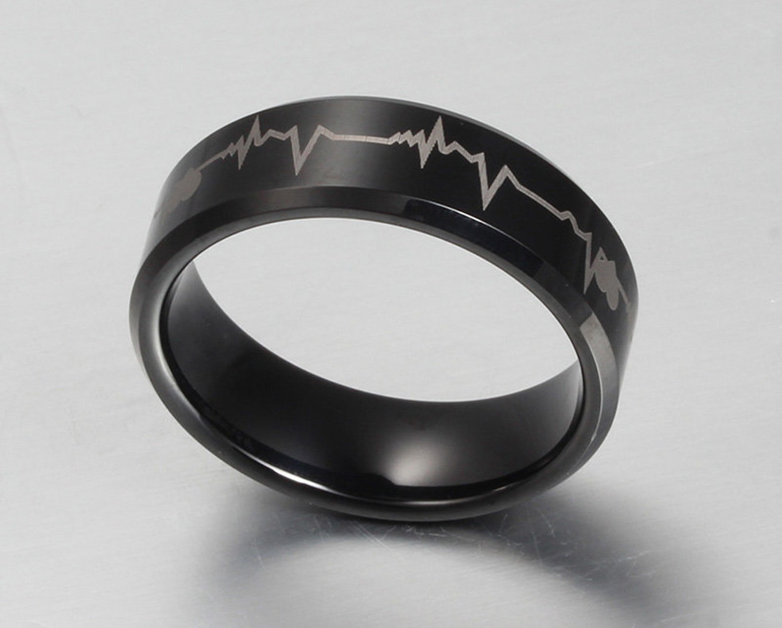 Personalized Mens Heartbeat Ring With Custom Engraved Phrase | Mens ...