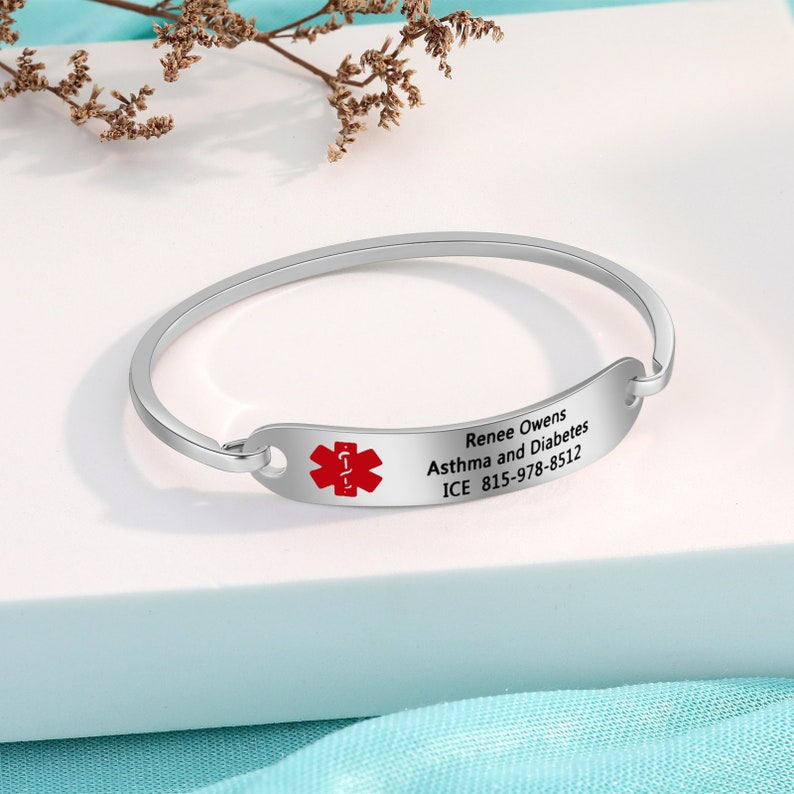 Personalized Medical Bracelet Custom Engraved Medical Alert - Etsy
