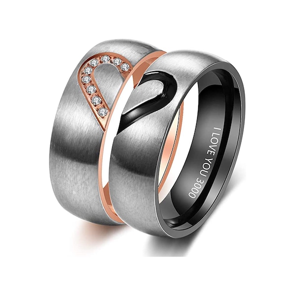 Couples Heart Matching Rings - Etsy