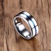 Custom Engraved Ring for Men With Blue Inlay Design | Mens Wedding Ring ...