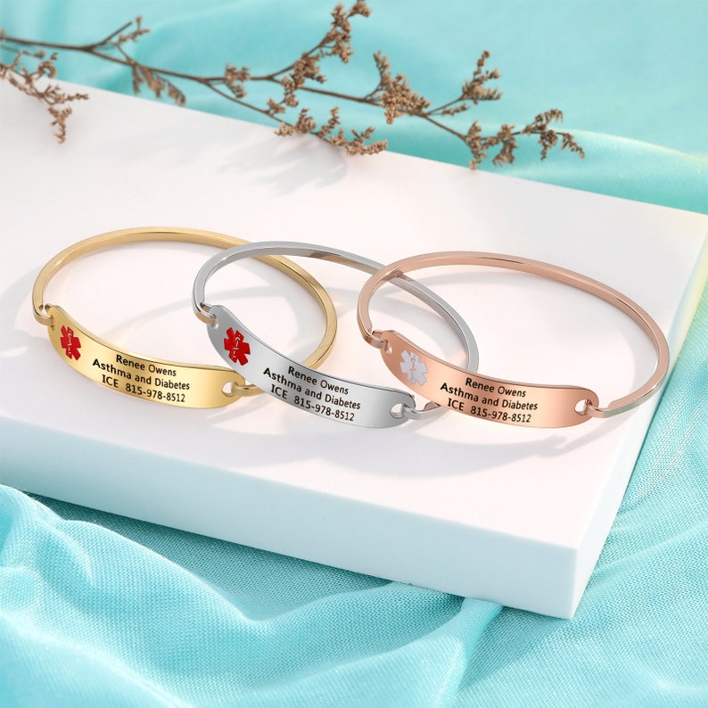 Personalized Medical Bracelet Custom Engraved Medical Alert - Etsy