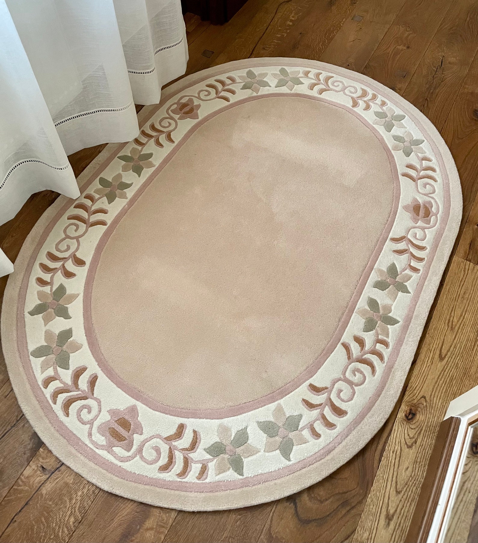 Handmade Wool Carpet, Oval Wool Rug, Classic Beige Rug, Living Room Rug ...