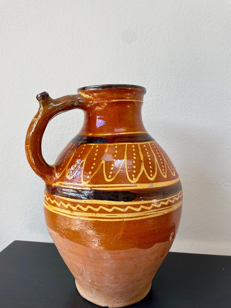 Large Terracotta Water Jug, Primitive Jug, Rustic Clay Pitcher, Old ...