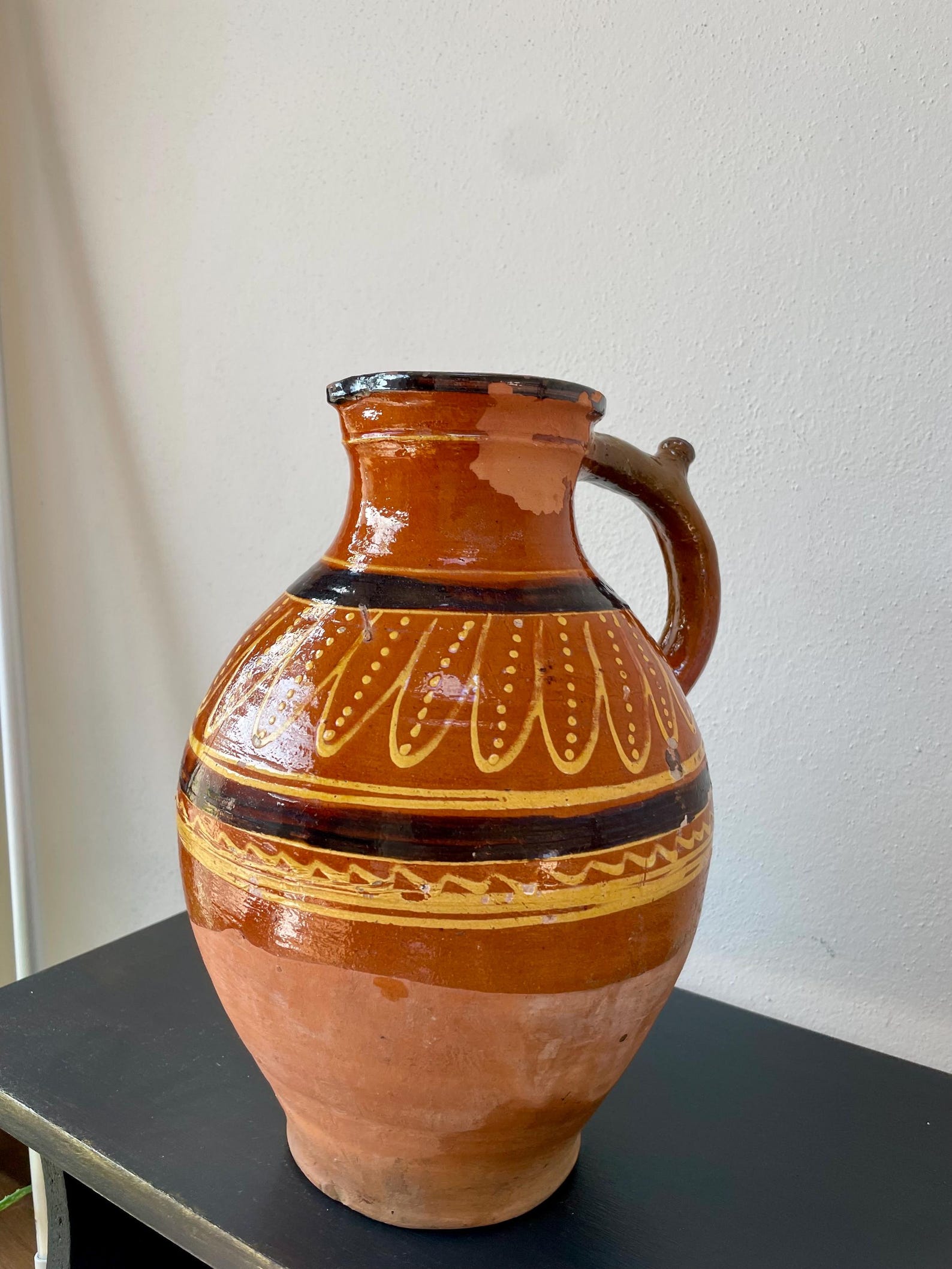 Large Terracotta Water Jug, Primitive Jug, Rustic Clay Pitcher, Old ...