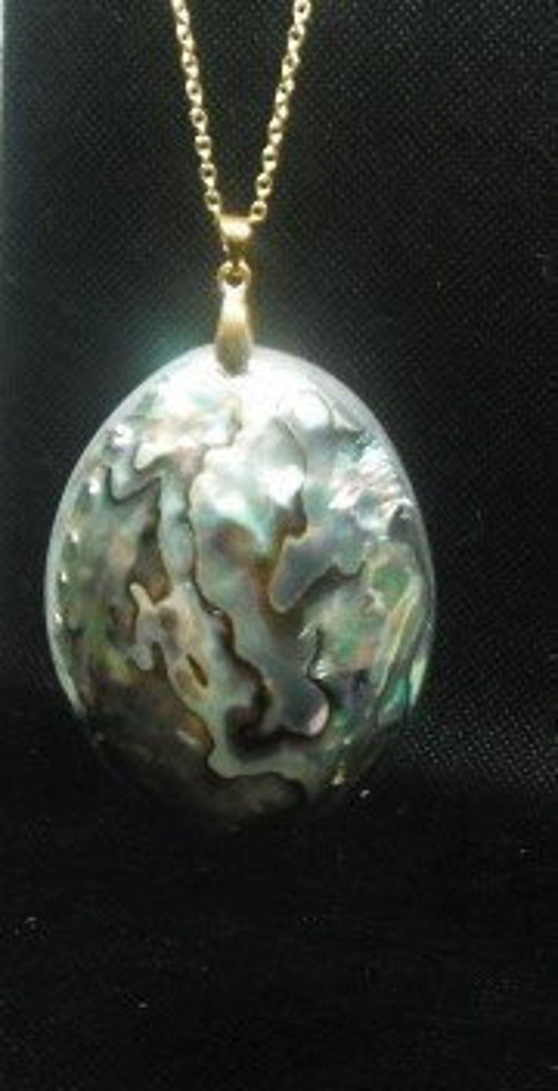 Polished Rainbow Shiny Abalone Shell Necklace - Etsy