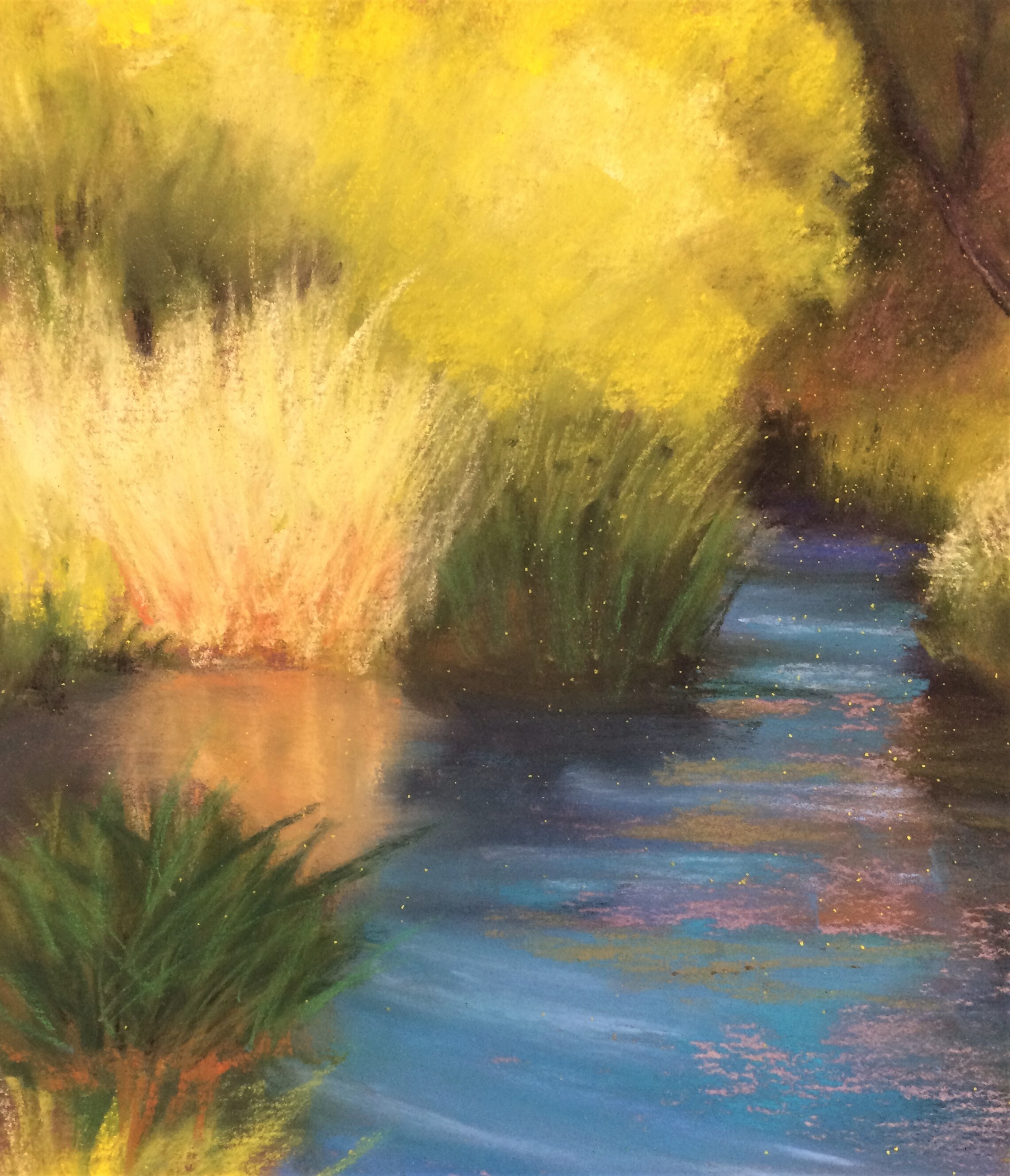 Blue Pond - Pastel Painting - Etsy