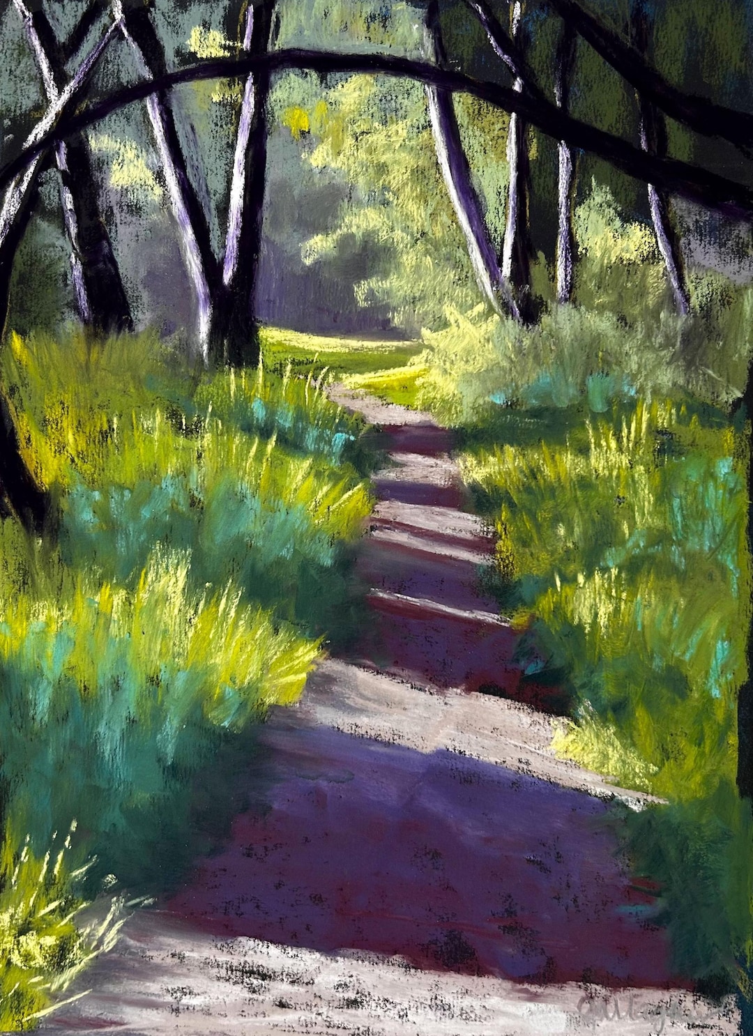 Sunlit Path - Pastel Painting - Etsy