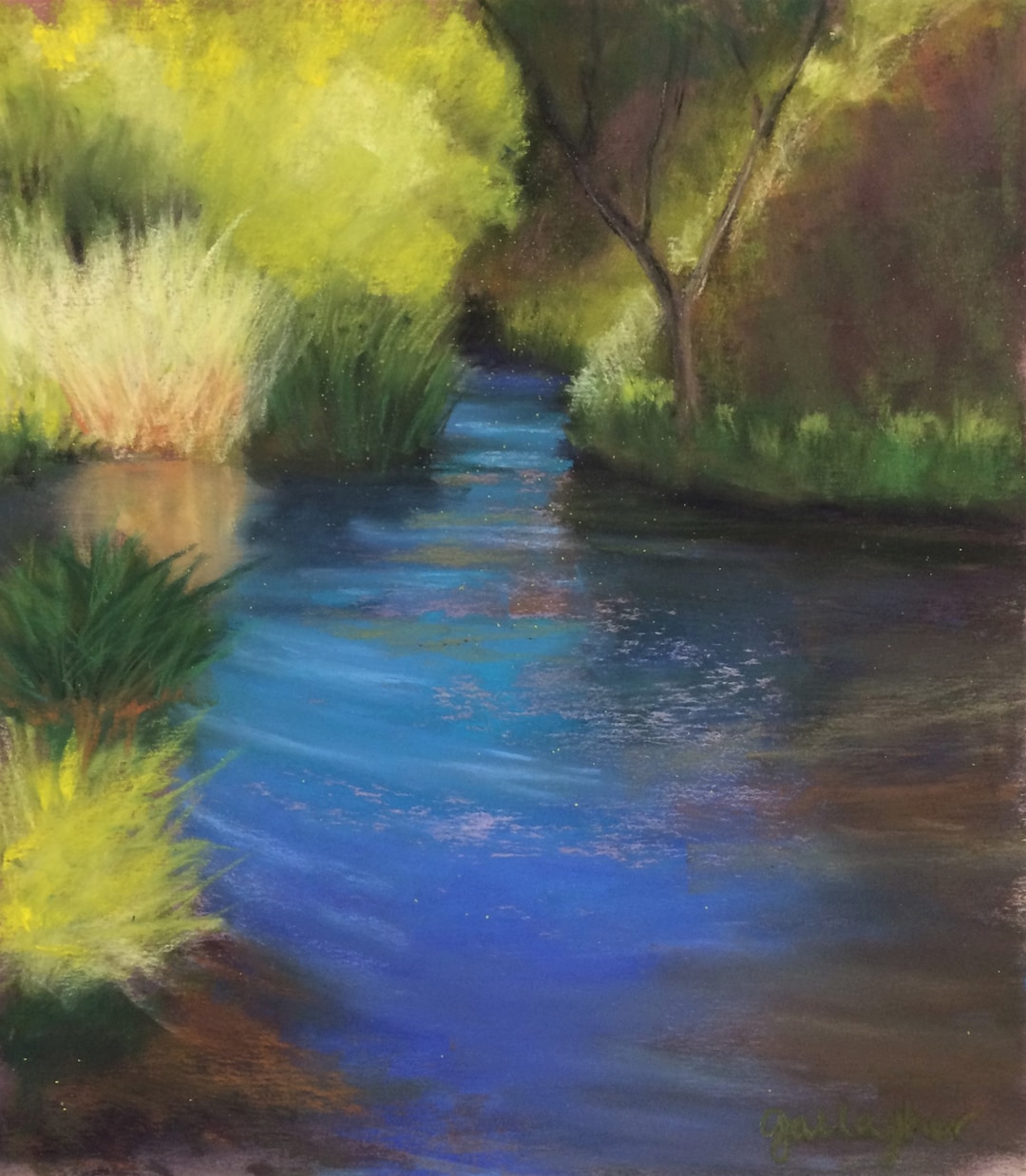 Blue Pond - Pastel Painting - Etsy