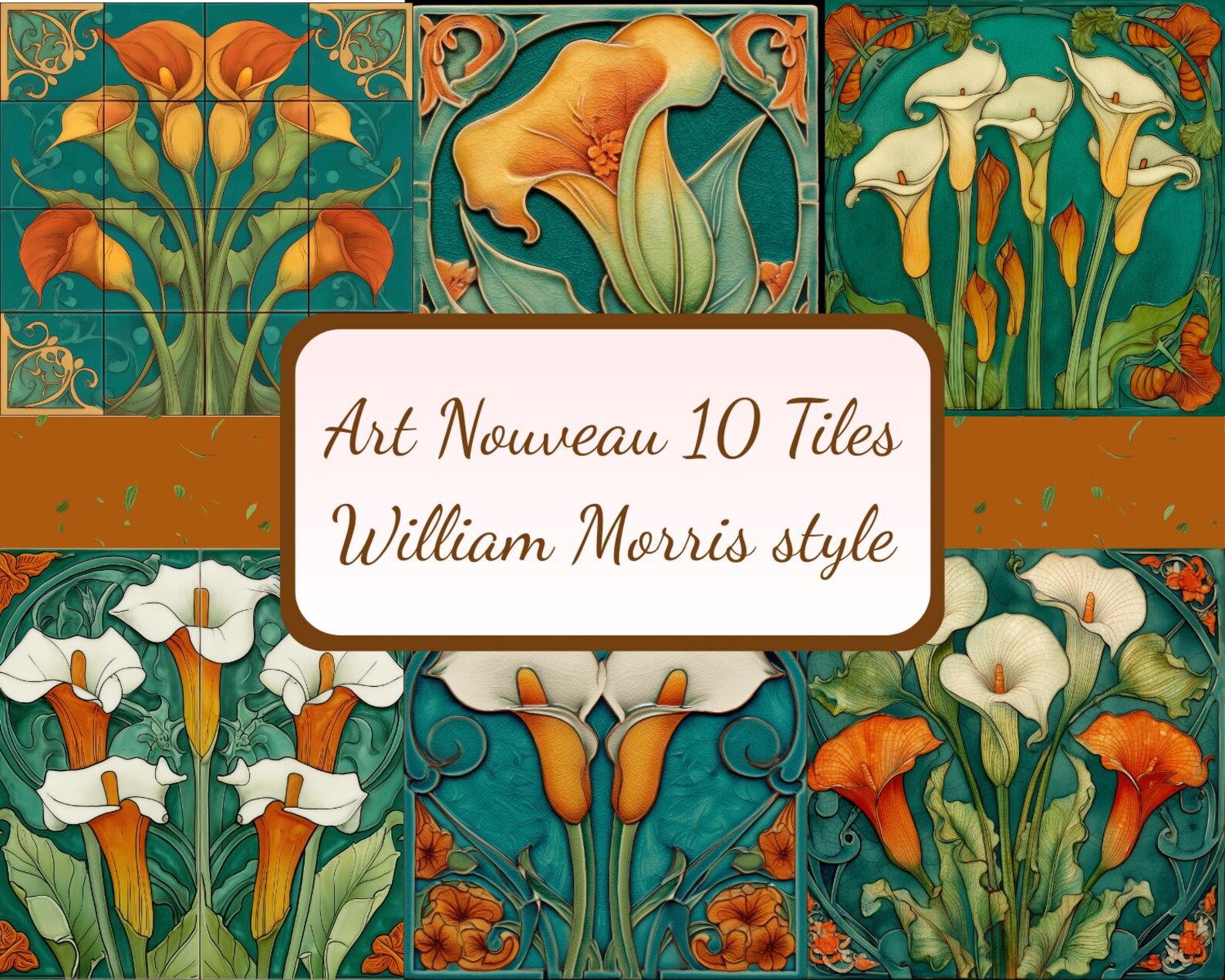 Art Nouveau Tile Clipart Set Decorative Elegance Vintage Tile Art for ...