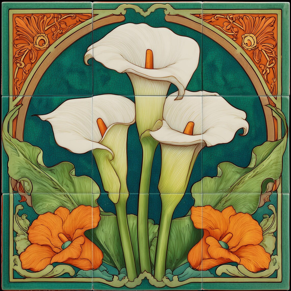 Art Nouveau Tile Clipart Set Decorative Elegance Vintage Tile Art for ...