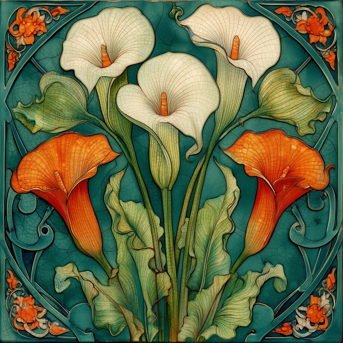 Art Nouveau Tile Clipart Set Decorative Elegance Vintage Tile Art for ...