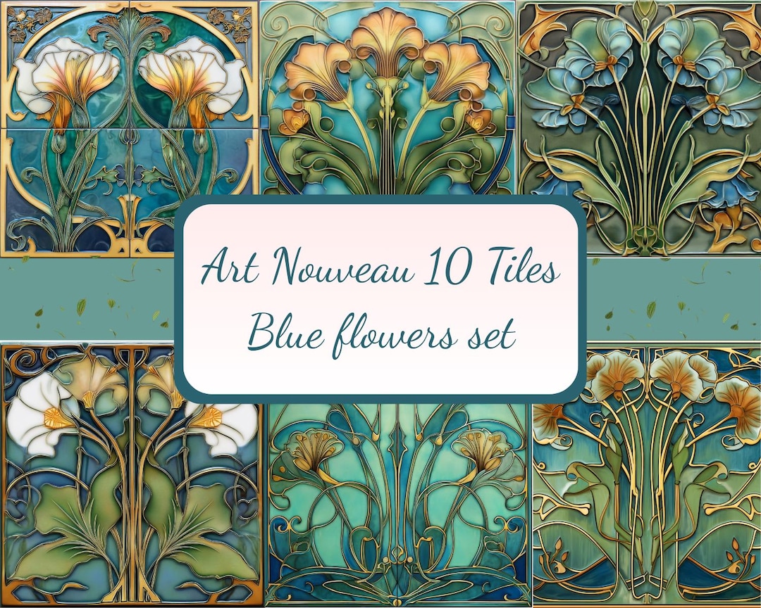 Art Nouveau Tile Clipart Set – Detailed Floral Art, High-quality ...