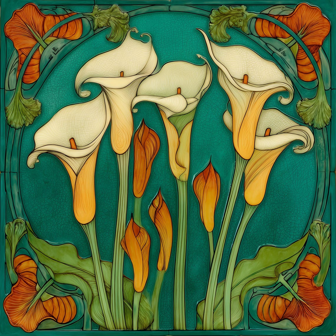 Art Nouveau Tile Clipart Set Decorative Elegance Vintage Tile Art for ...