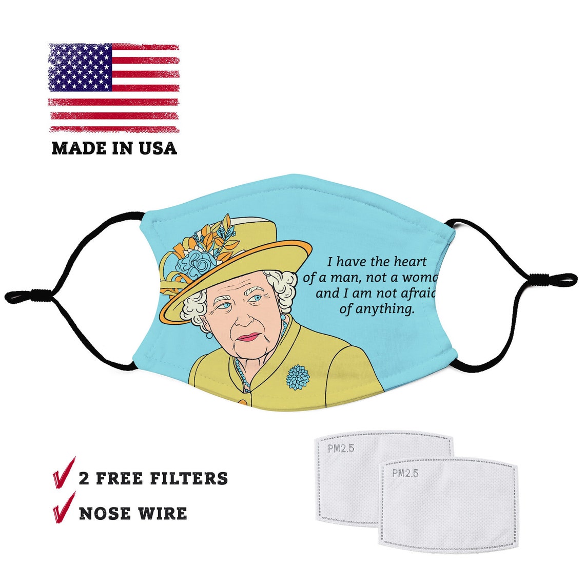 Queen Elizabeth Face Mask Adult Face Mask Filter Pocket | Etsy