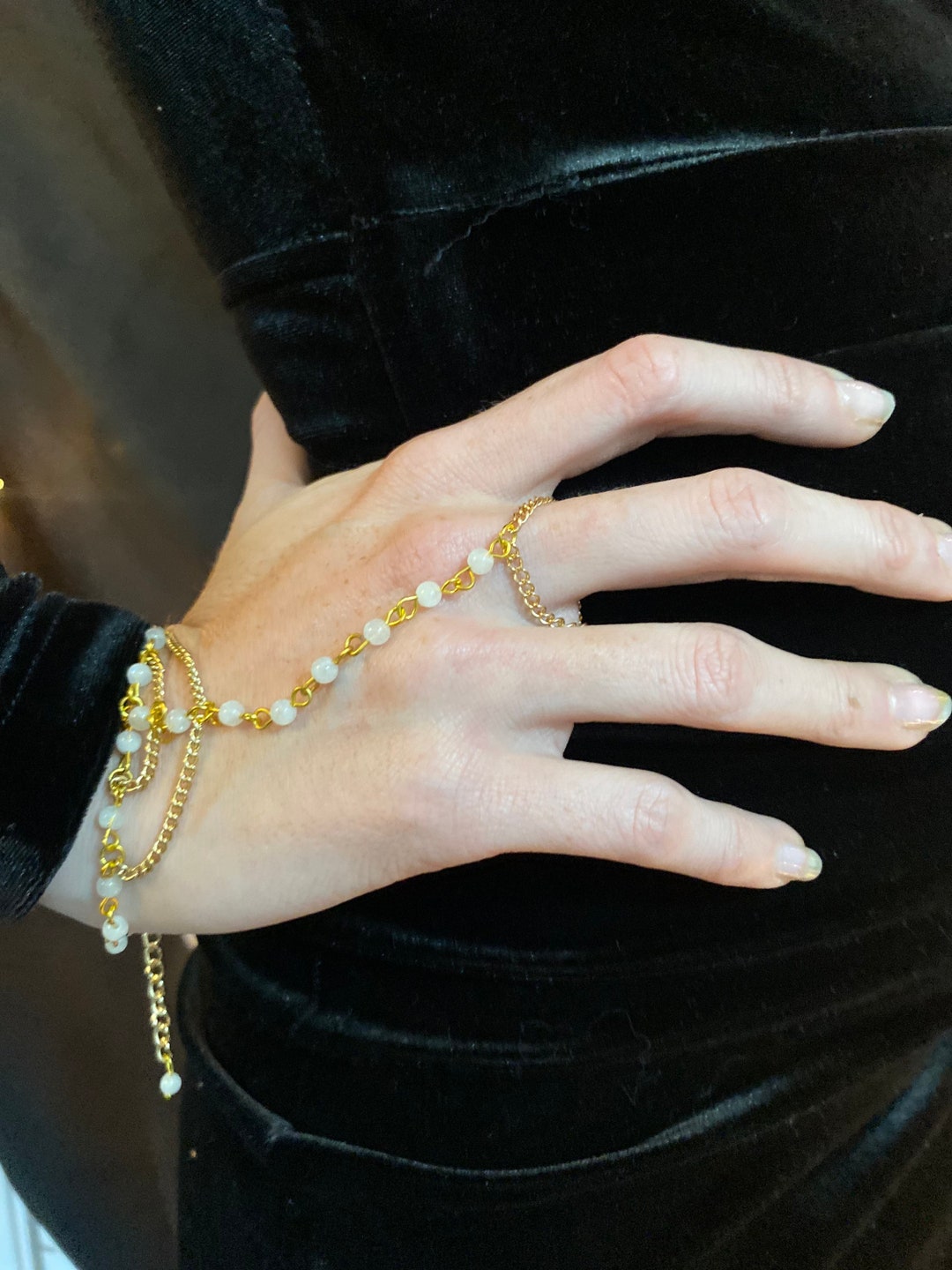 Moonstone Hand Chain - Etsy