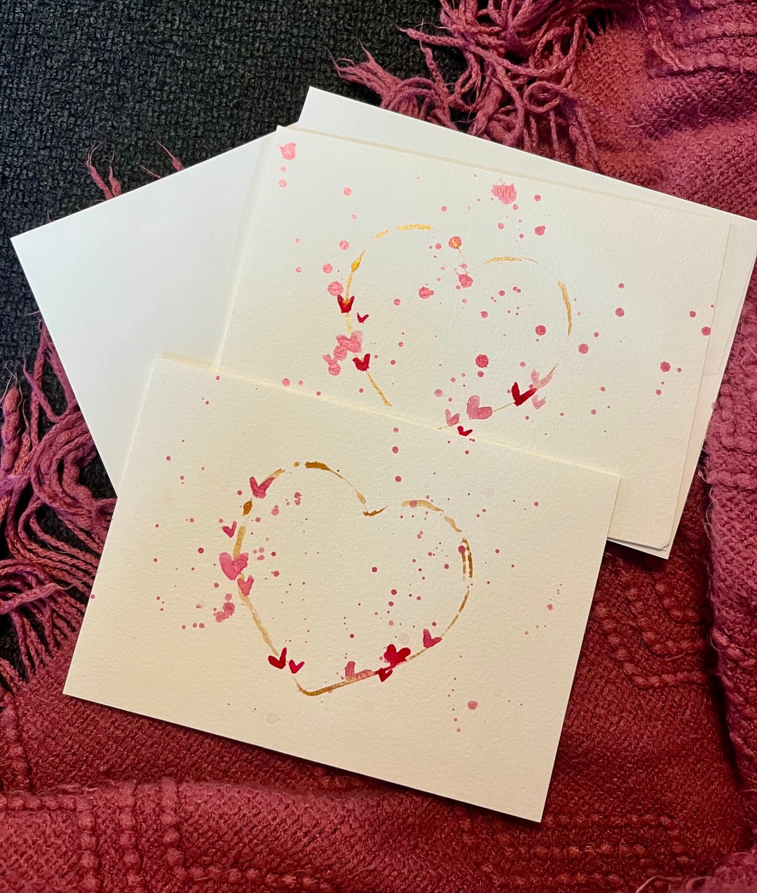 2 Gold Heart Cards With 2 Envelopes - Etsy