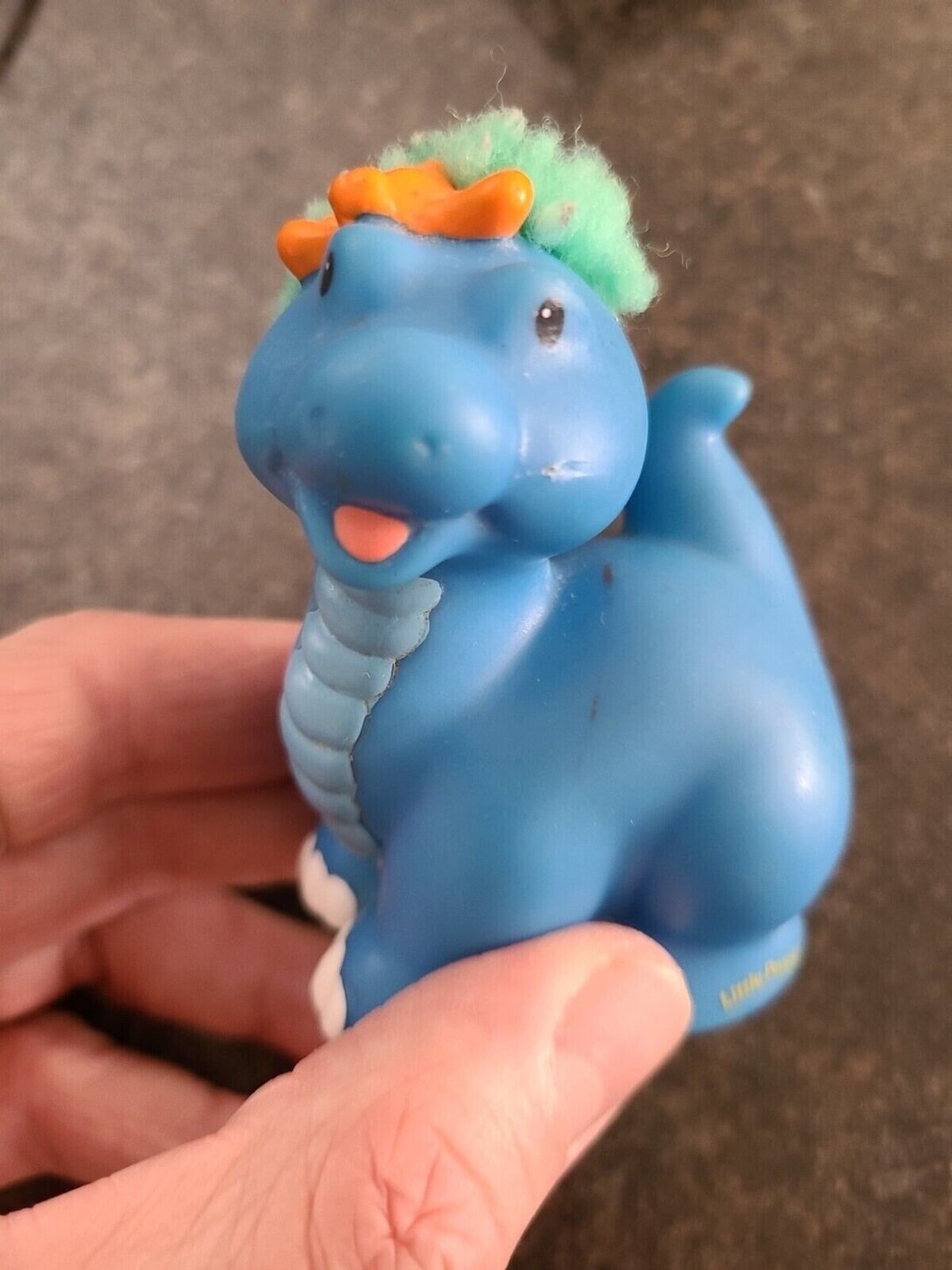 VTG Retro Fisher Price Little People Blue Dinosaur With Fuzzy Hair ...