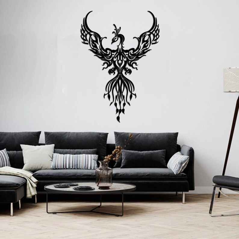Phoenix Metal Wall Art, Metal Wall Sign, Metal Wall Hanging, Anka Wall ...