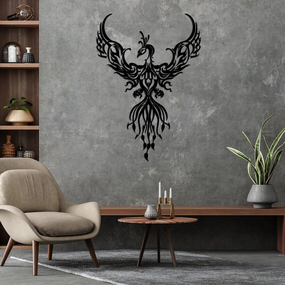 Phoenix Metal Wall Art, Metal Wall Sign, Metal Wall Hanging, Anka Wall ...