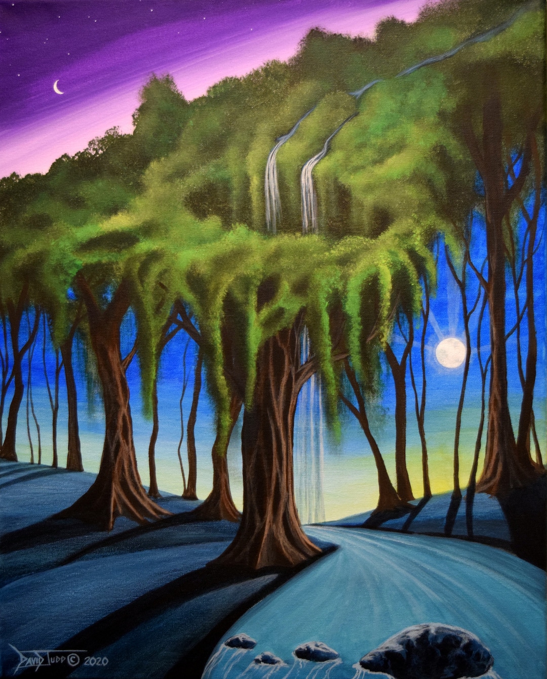 Forest of Wonder/surreal Acrylic Painting/fantasy Tree Art/purple and ...